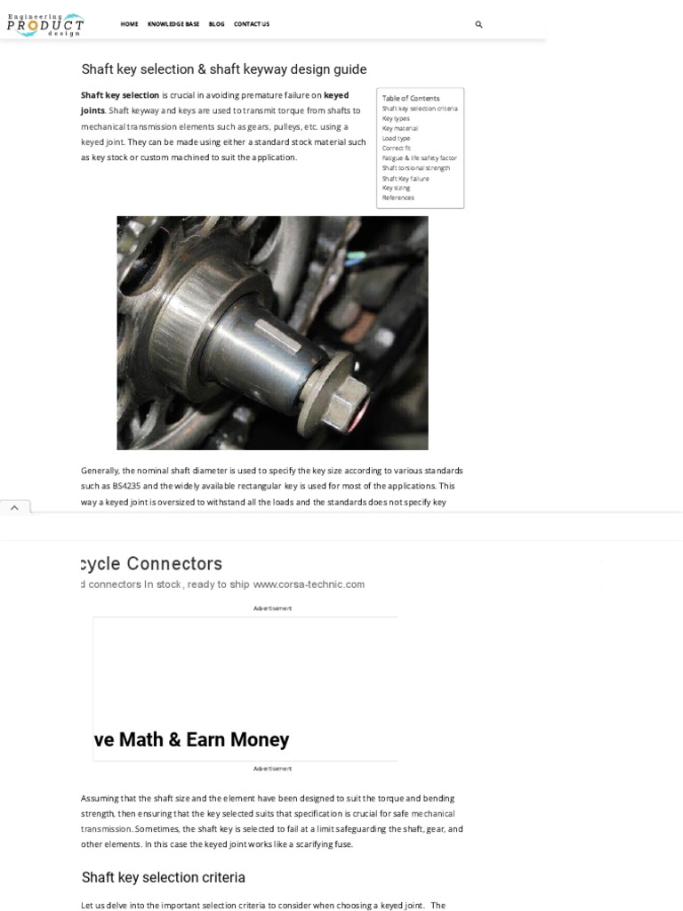 Guide For Shaft Keyway Design, Shaft Key Size Calculation and Selection ...