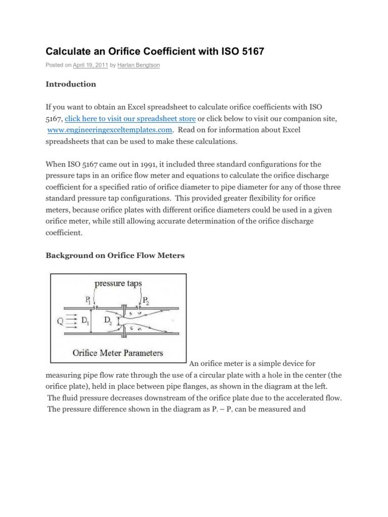 Calculate An Orifice Coefficient With ISO 5167 | PDF | Reynolds Number ...