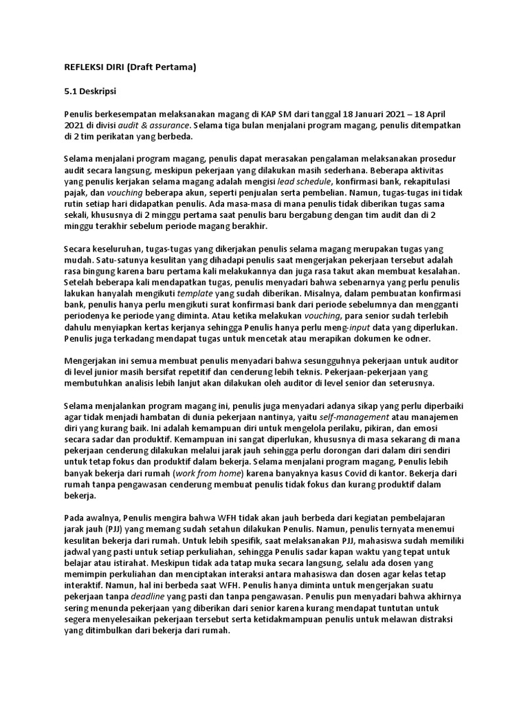 Contoh Draf Refleksi Diri | PDF