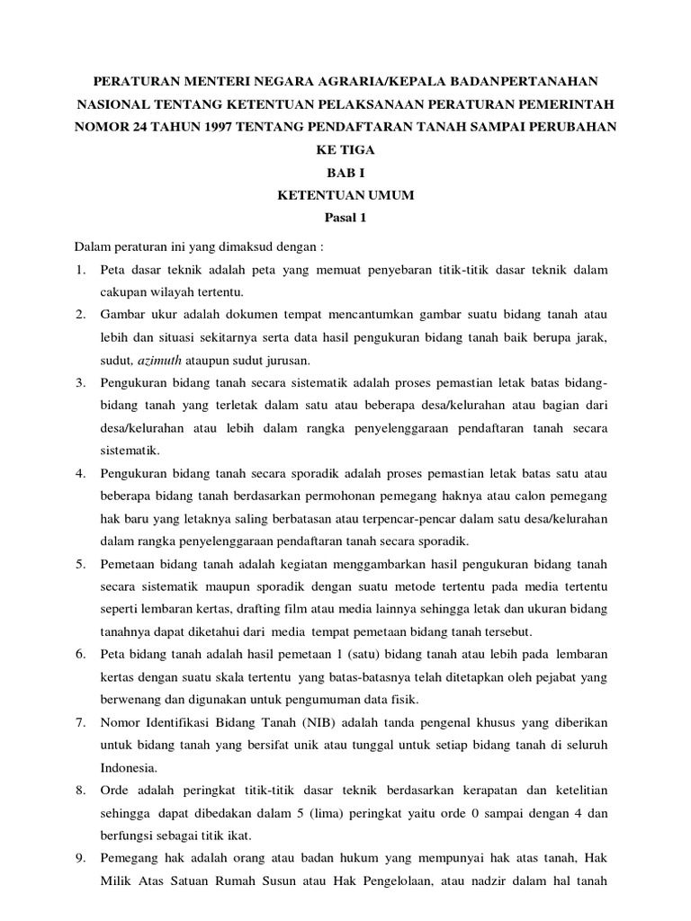 Gabungan Peraturan Petunjuk Teknis Tentang PP 24 1997 | PDF