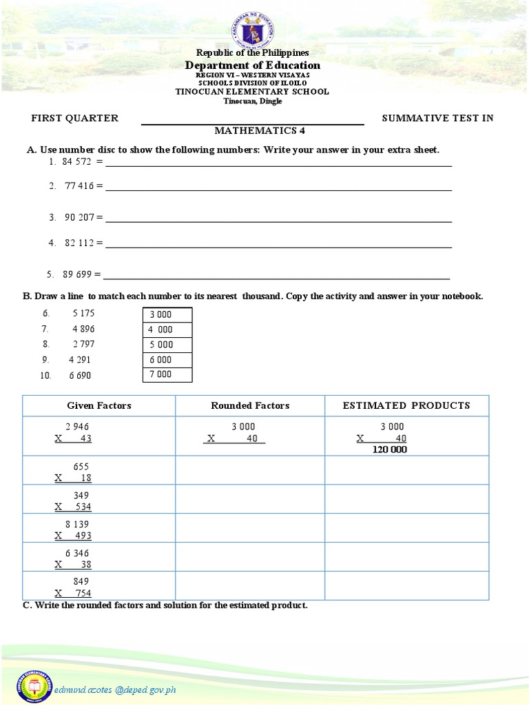 FIRST QUARTER SUMMATIVE TEST (2020-2021) New | PDF