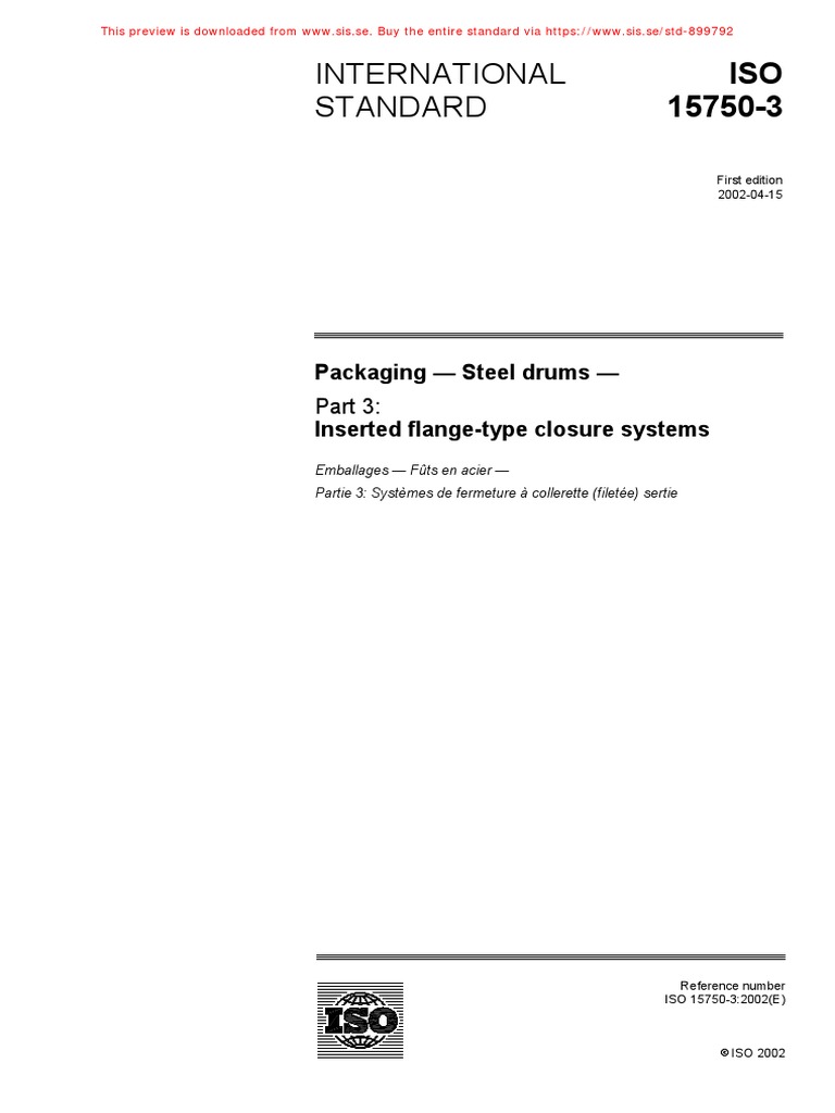 ISO 15750-3 Steel Drums PDF | PDF | International Organization For ...