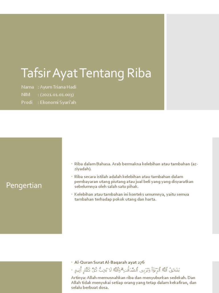 Tafsir Ayat Tentang Riba | PDF