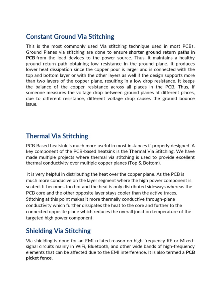 Constant Ground Via Stitching: PCB From The Load Devices To The Power ...