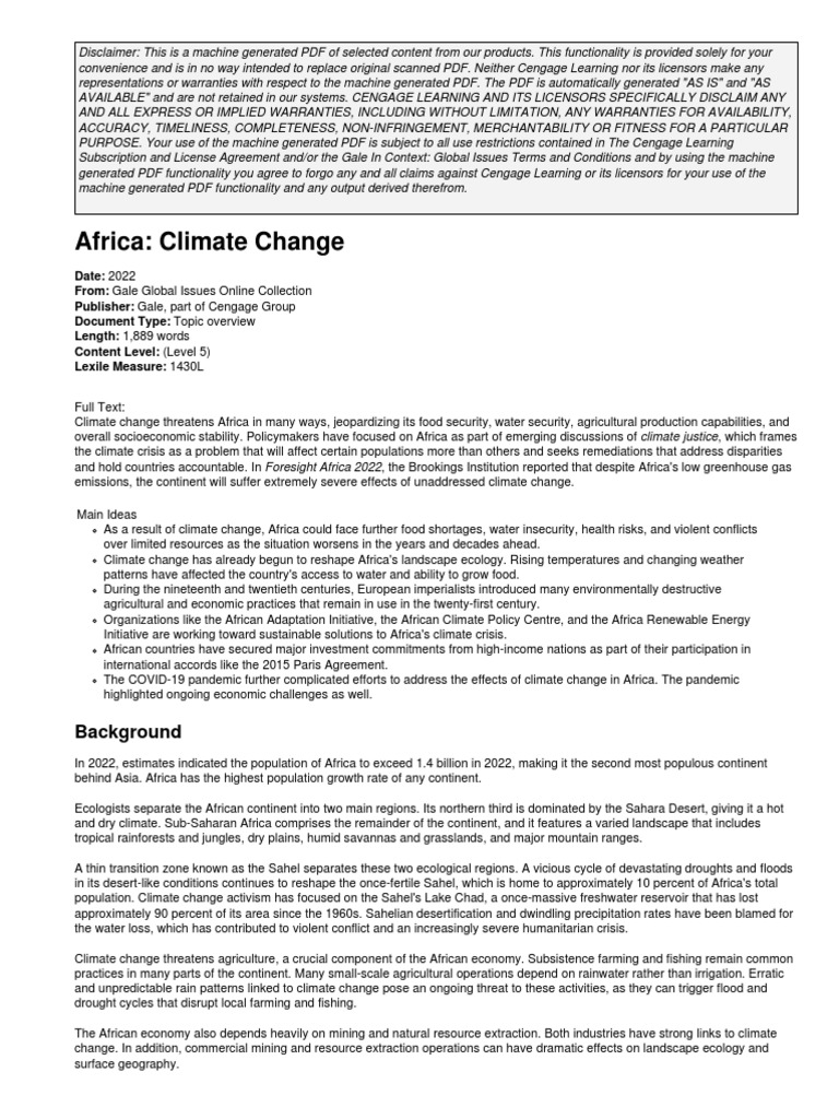 Africa Climate Change | PDF