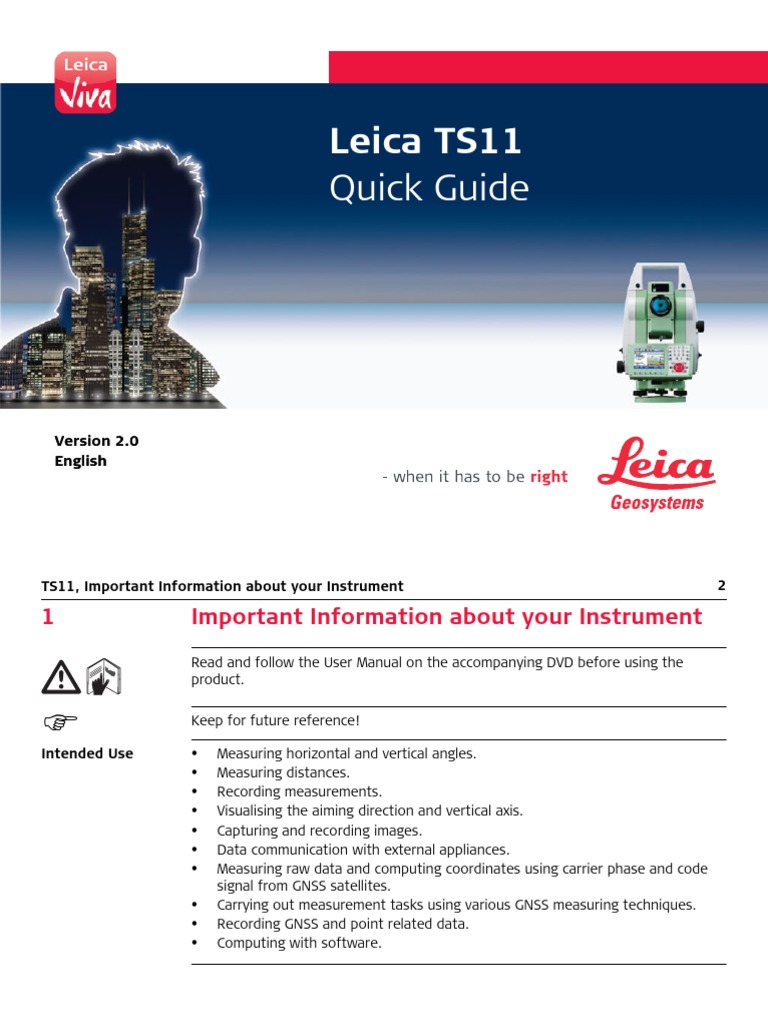 Leica TS11 Quick Guide | PDF | Menu (Computing) | Computer Keyboard