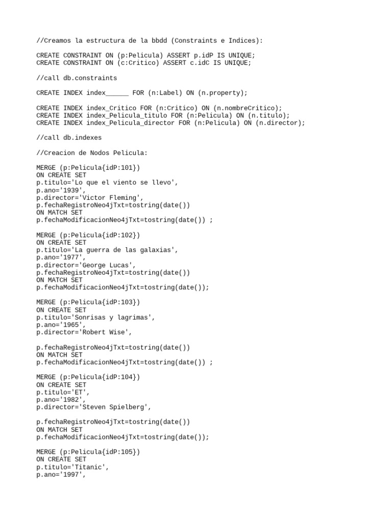 Solucion Ejercicio Propuesto Pelicula Neo4j | PDF