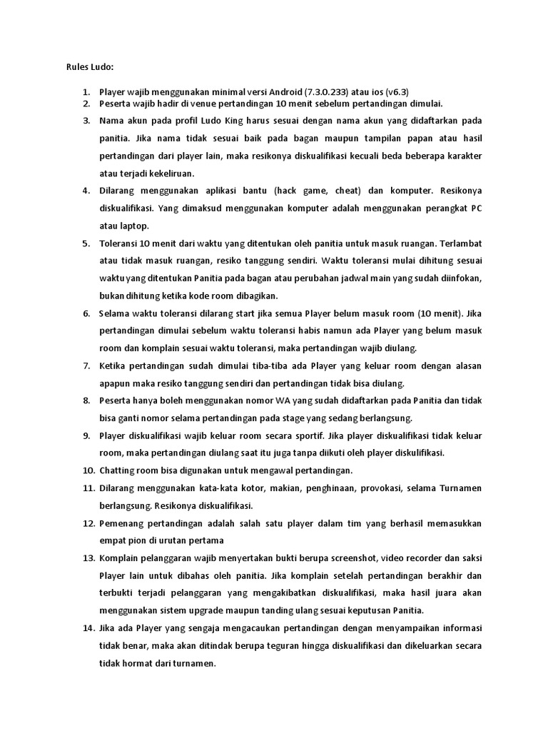 Rules Ludo 2022 | PDF