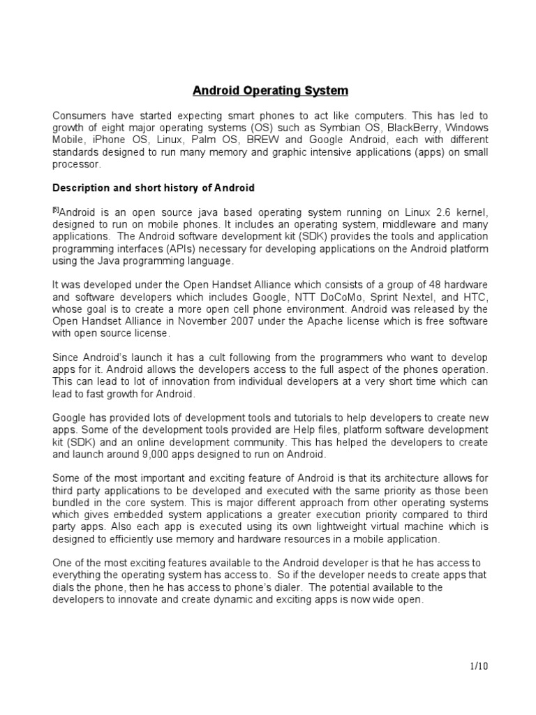 Android Operating System: Description and Short History of Android ...