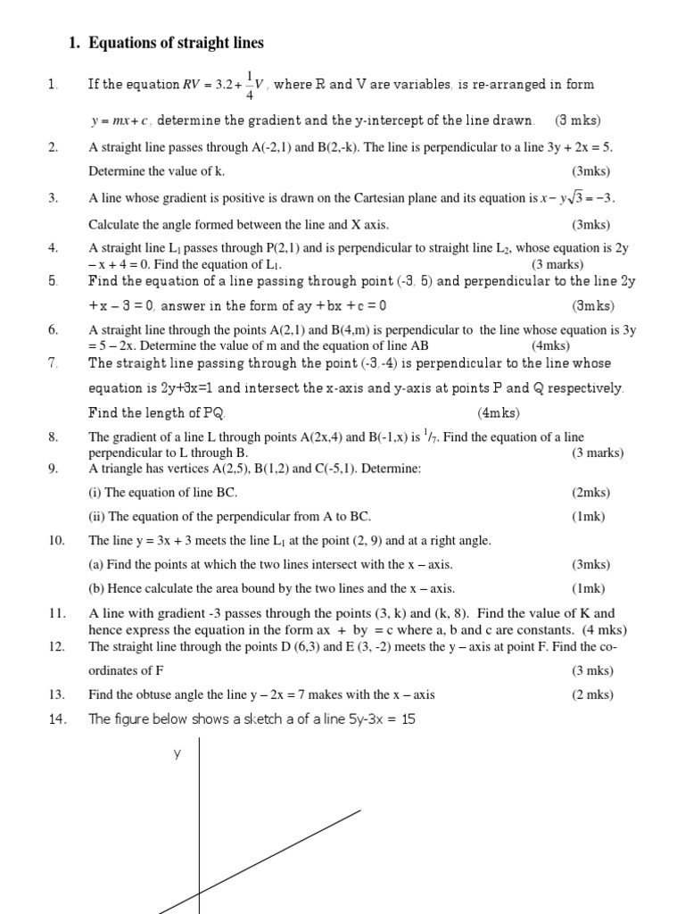 EQUATIONS-OF-STRAIGHT-LINES-Q | PDF | Line (Geometry) | Equations