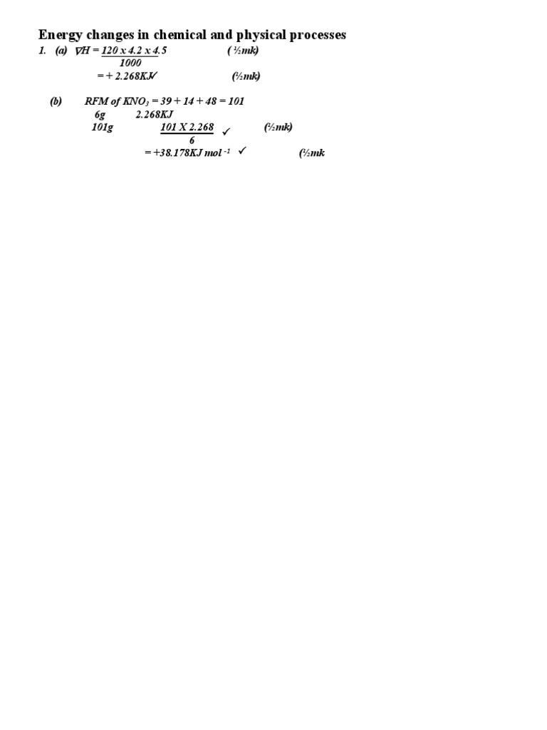FORM 4 ENERGY CHANGES IN CHEMICAL AND PHYSICAL PROCESSES ANS Teacher - Co - .Ke | PDF | Chemical ...