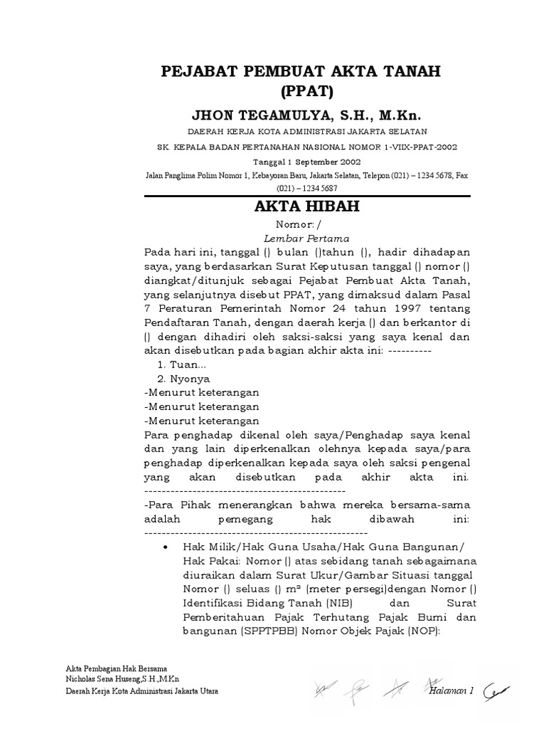 Akta Hibah Word | PDF