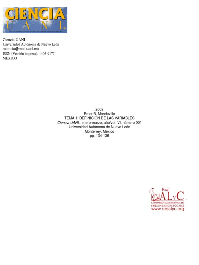 Definición de Las Variables | Descargar gratis PDF | Estadísticas ...
