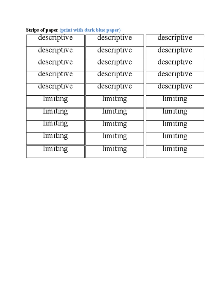 Strips of Paper - Descriptive and Limiting | PDF