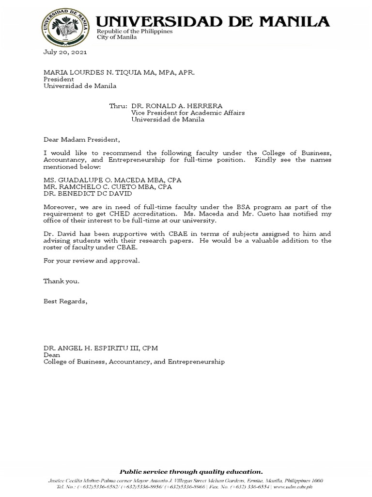 Letter To PMLNT Full Time Position | PDF | Qualifications | Vocational Education