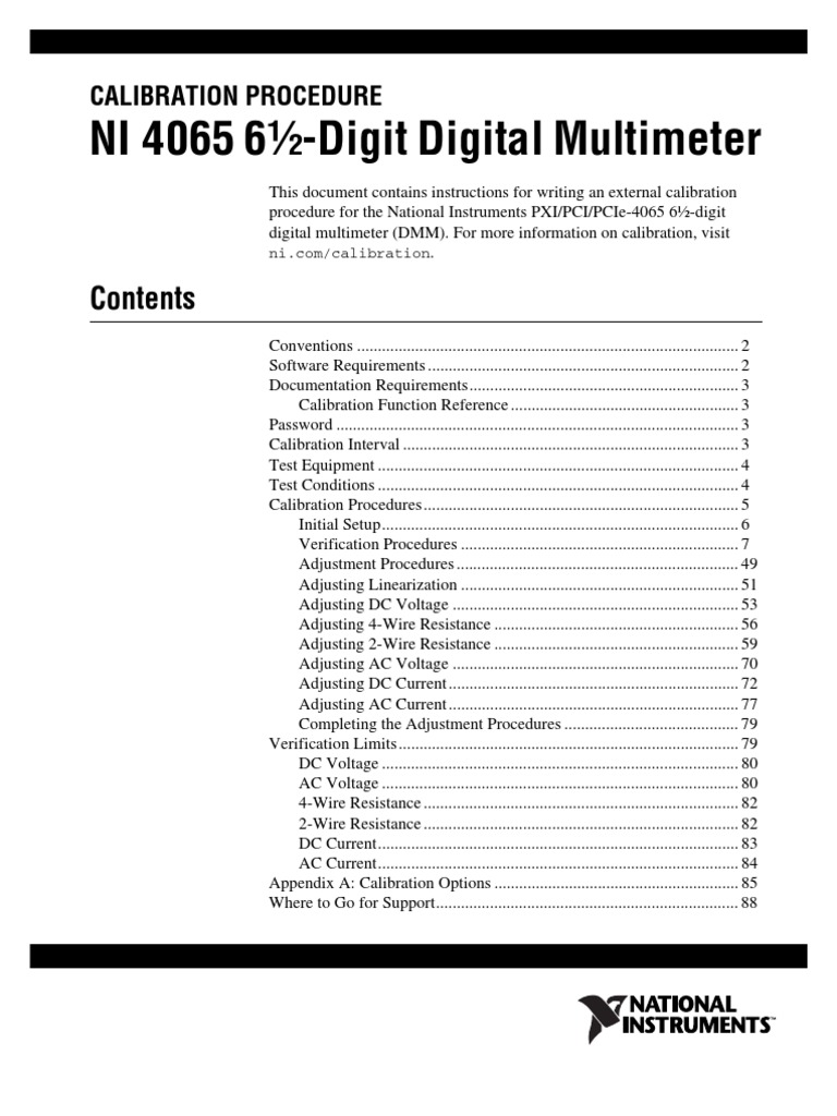 NI 4065 Calibration Procedure - Oct - 2007 | PDF | Parameter (Computer Programming) | Calibration