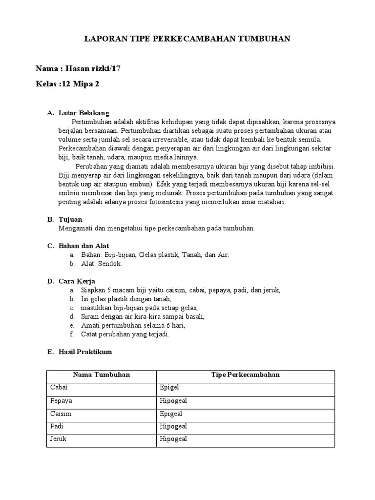 Laporan Perkecambahan | PDF | Griya & Taman | Teknologi & Rekayasa