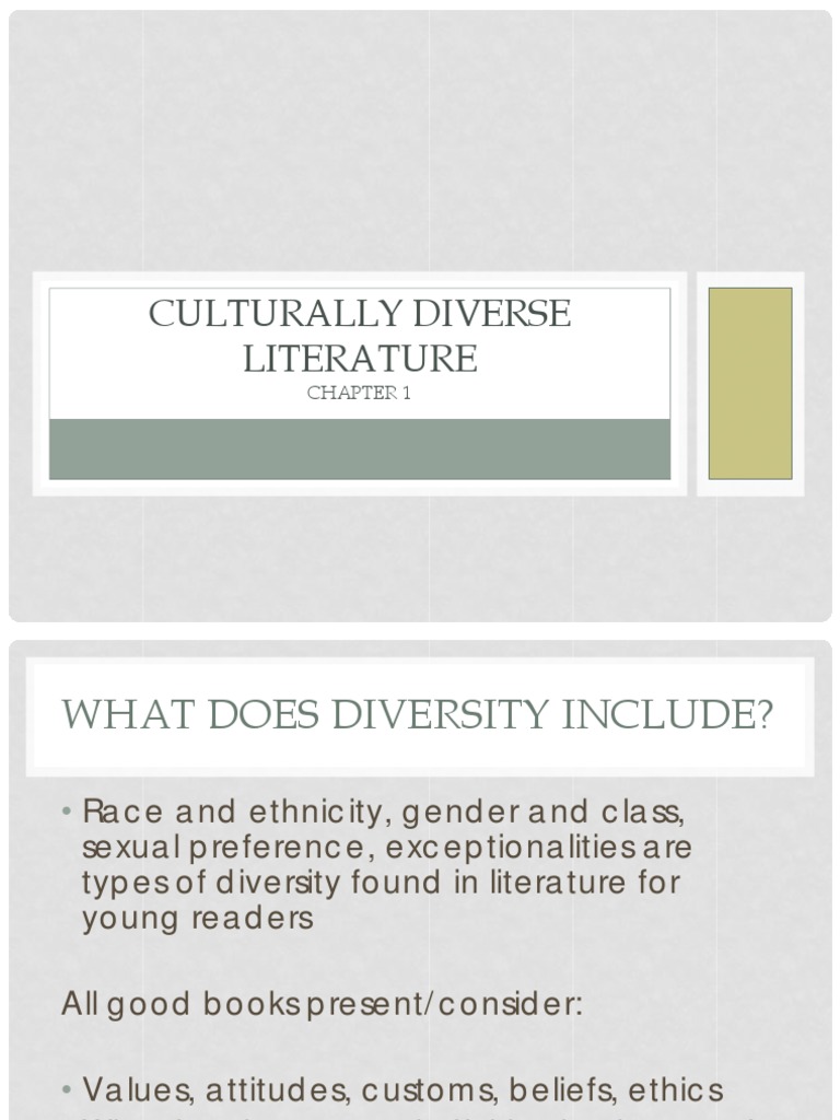 Chap - 1 - Culturally Diverse Literature | PDF | Cultural Diversity ...