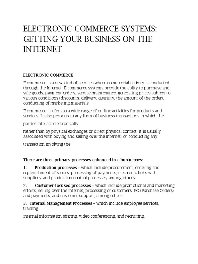 Electronic Commerce Systems | PDF | E Commerce | Supply Chain Management