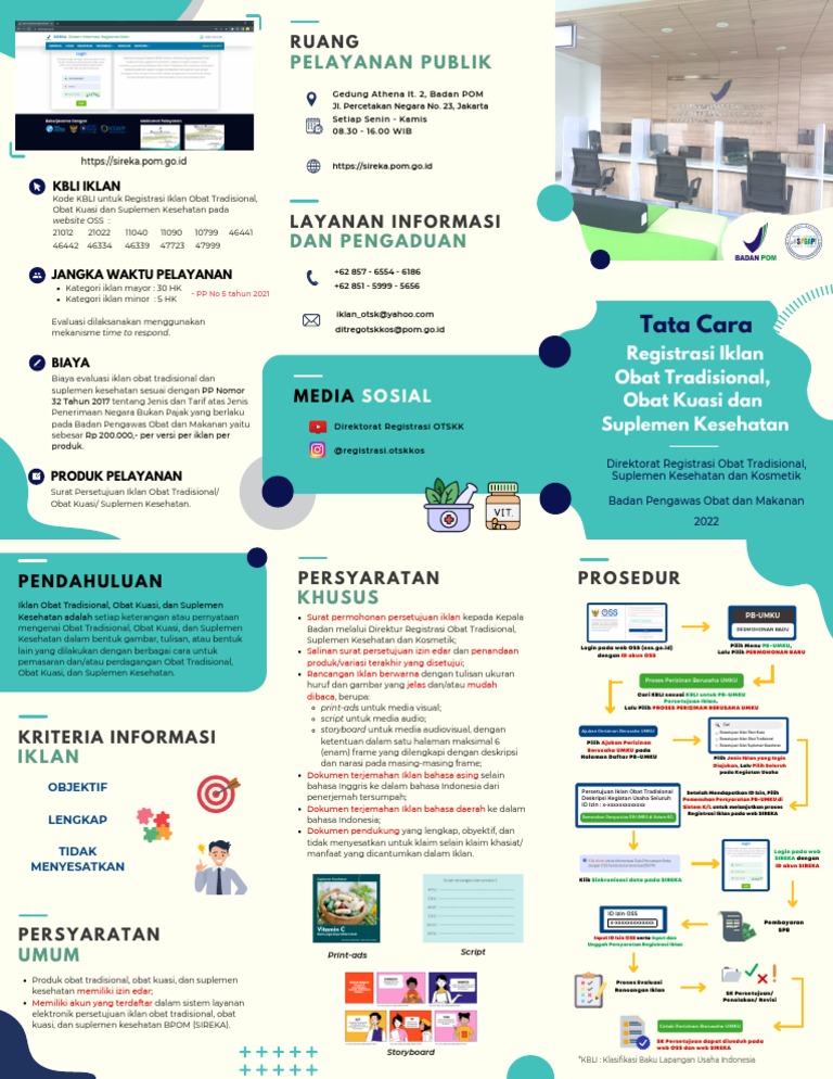 Leaflet Tata Cara Registrasi Iklan Obat Tradisional, Obat Kuasi Dan ...
