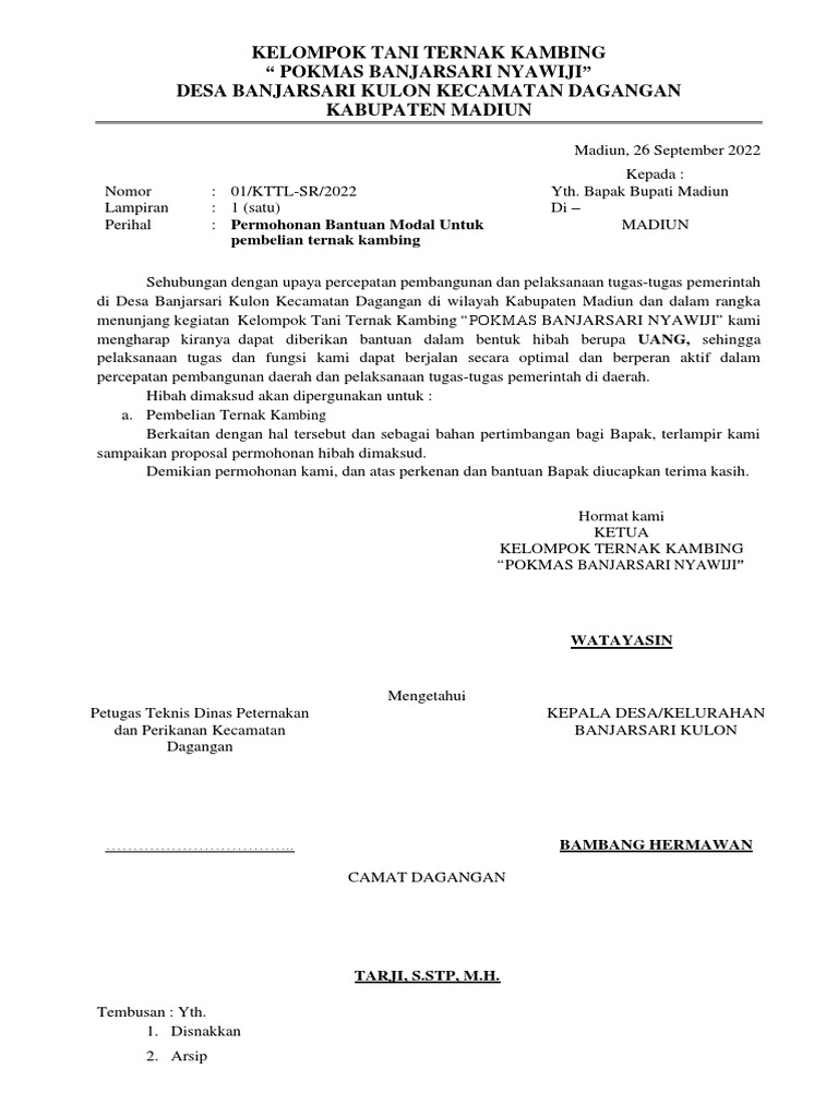 Proposal Pokmas Ternak Kambing | PDF