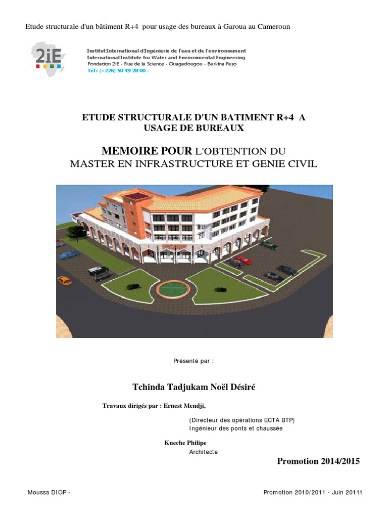 Memoire Pour L'obtention Du Master en Infrastructure Et Genie Civil | PDF | Béton armé ...