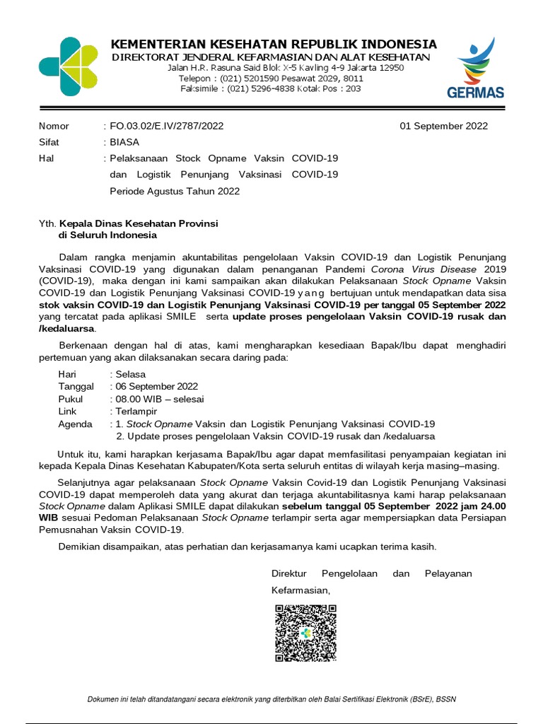 Undangan SO Dinkes Provinsi - Agt | PDF