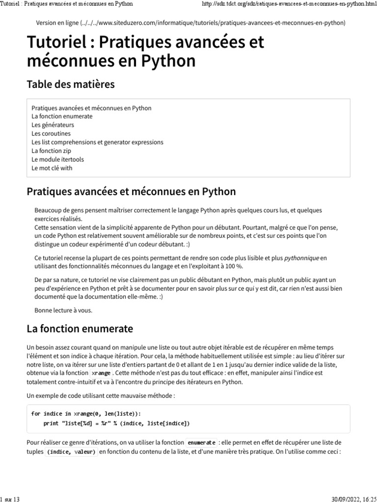 Tutoriel Pratiques Avancées Et Méconnues en Python | PDF | Python (Langage de programmation ...