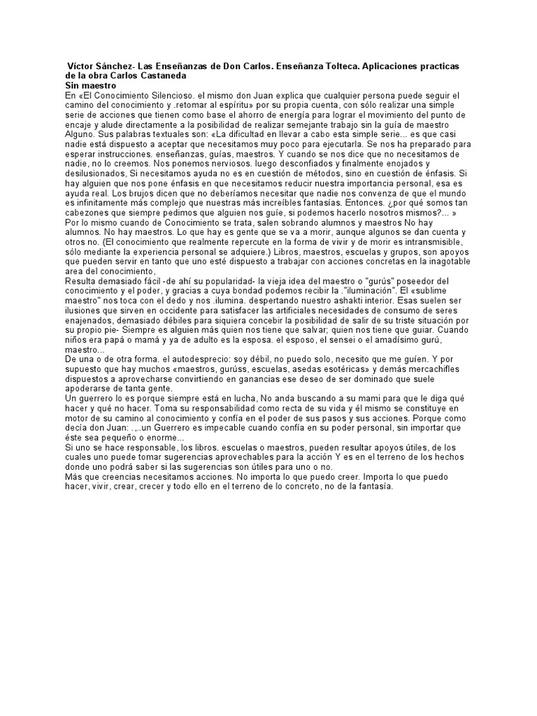 Aplicaciones Practicas de La Obra Carlos Castaneda | PDF