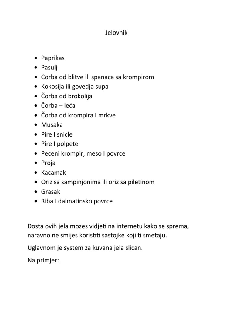 Jelovnik | PDF