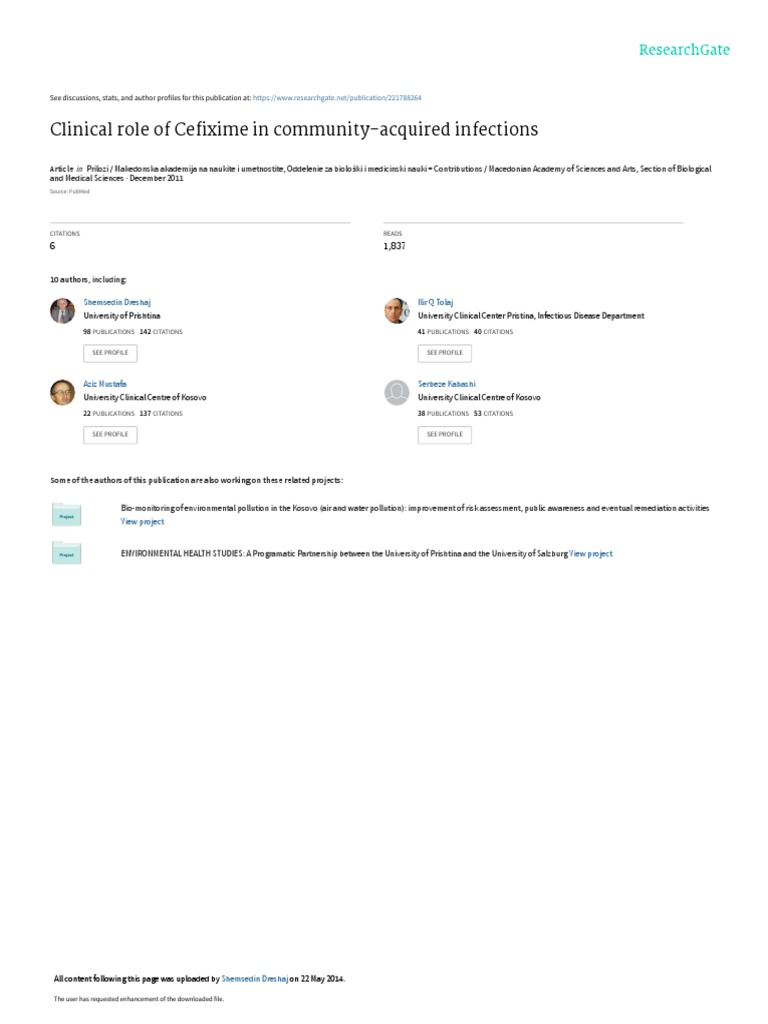 Cefixime For Community Acquired Infection | PDF | Urinary Tract Infection | Pneumonia