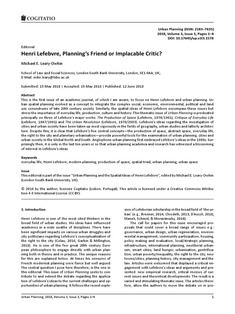 Henri - Lefebvre - Planning - S - Friend - or - Implacable Critic | PDF ...