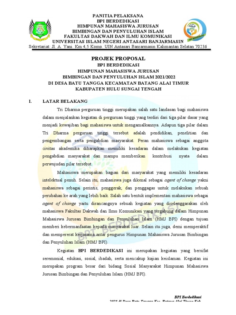 Proposal PengMas HMJ BPI UIN Antasari | PDF