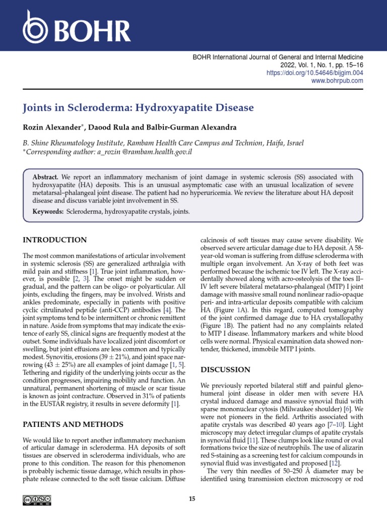 Joints in Scleroderma: Hydroxyapatite Disease | PDF | Osteoarthritis ...