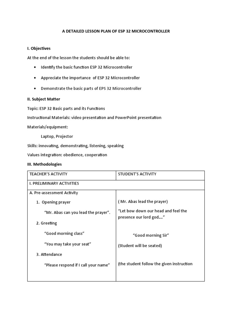 Lesson Plan in Esp 32 Microcontroller | Download Free PDF | Microcontroller | Electrical Engineering