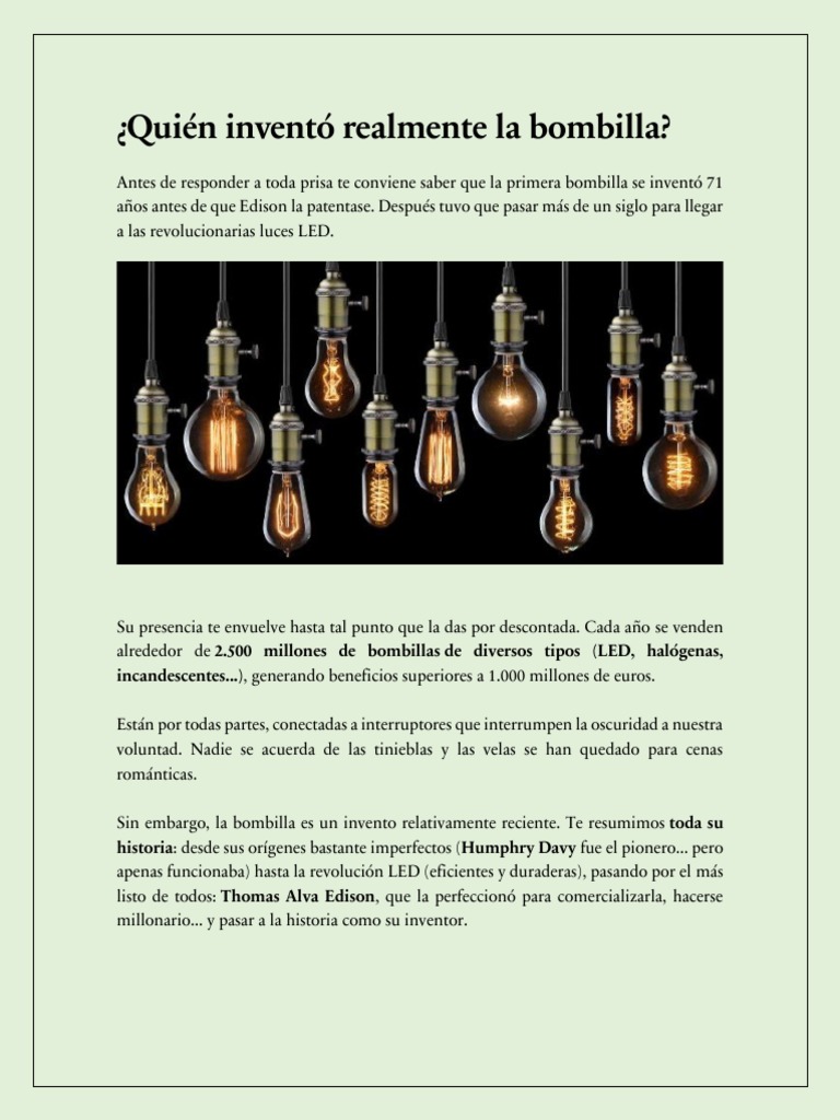 Quién Inventó Realmente La Bombilla | PDF