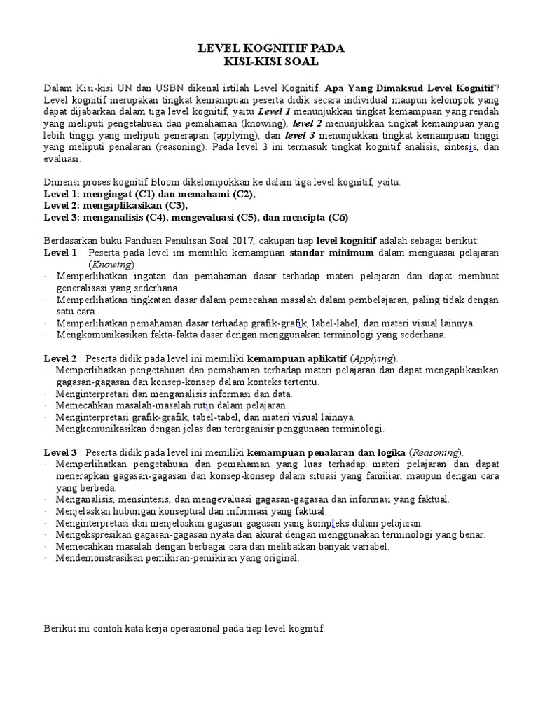 Level Kognitif+KKO | PDF