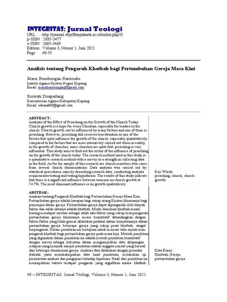 The Influence of Sermons on Church Growth Today: An Analysis of the ...
