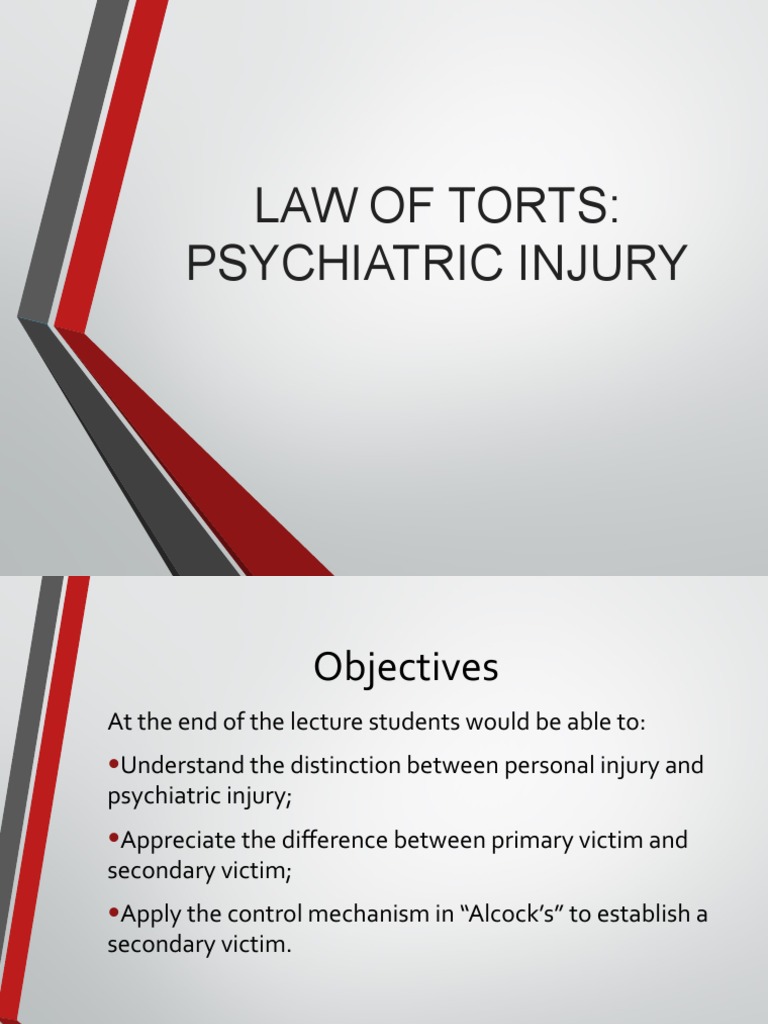 Psychiatric Injury | PDF | Negligence | Psychological Trauma