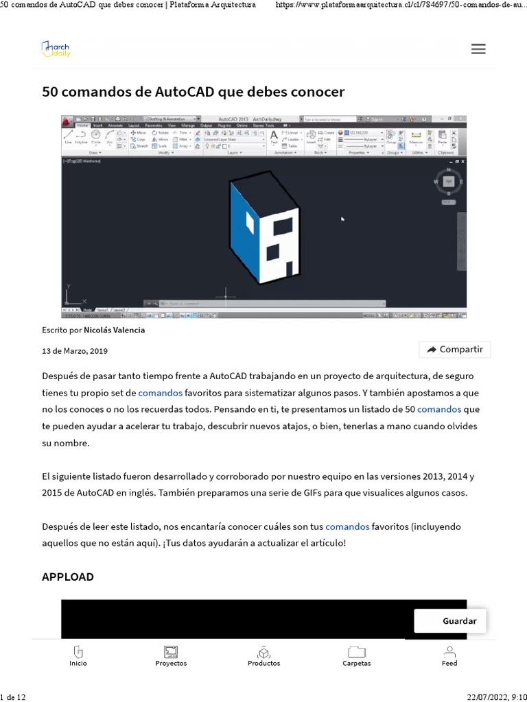 50 Comandos de AutoCAD Que Debes Conocer | PDF | Cad automático ...