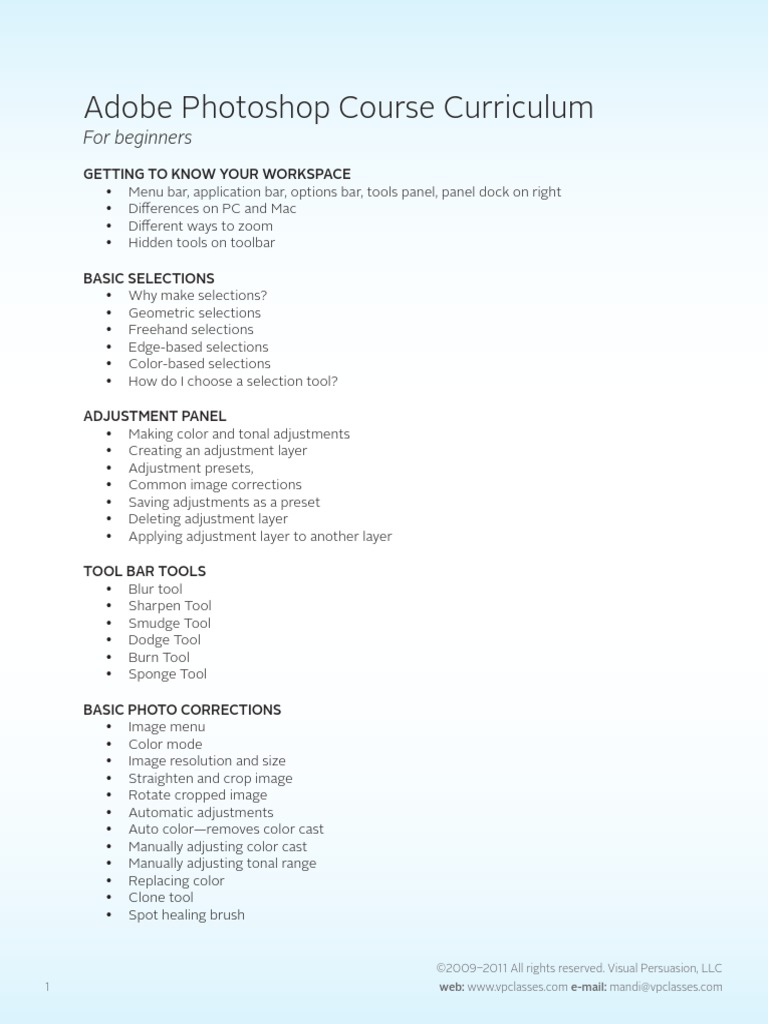 Photoshop Course Outline | PDF | Adobe Photoshop | Raw Image Format