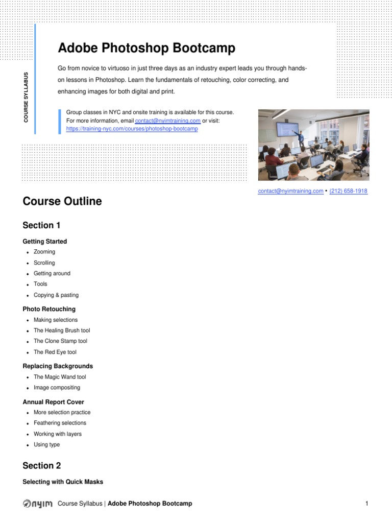 Adobe Photoshop Bootcamp Syllabus - 2 | PDF | Adobe Photoshop | Image Editing