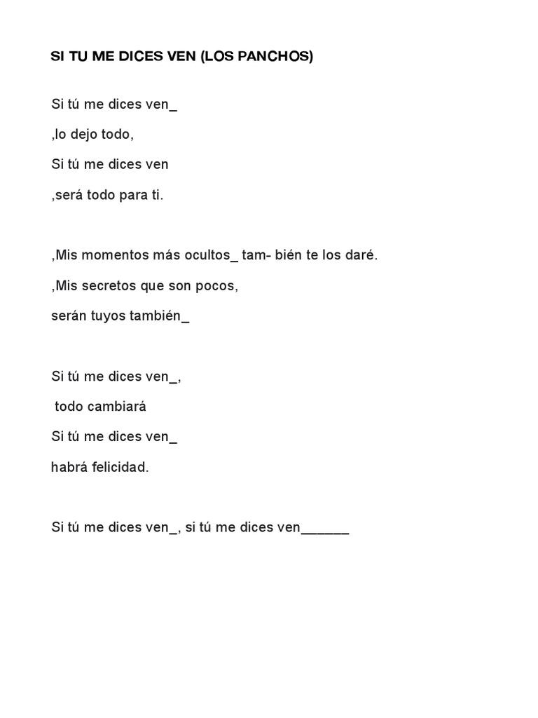 Si Tu Me Dices Ven | PDF