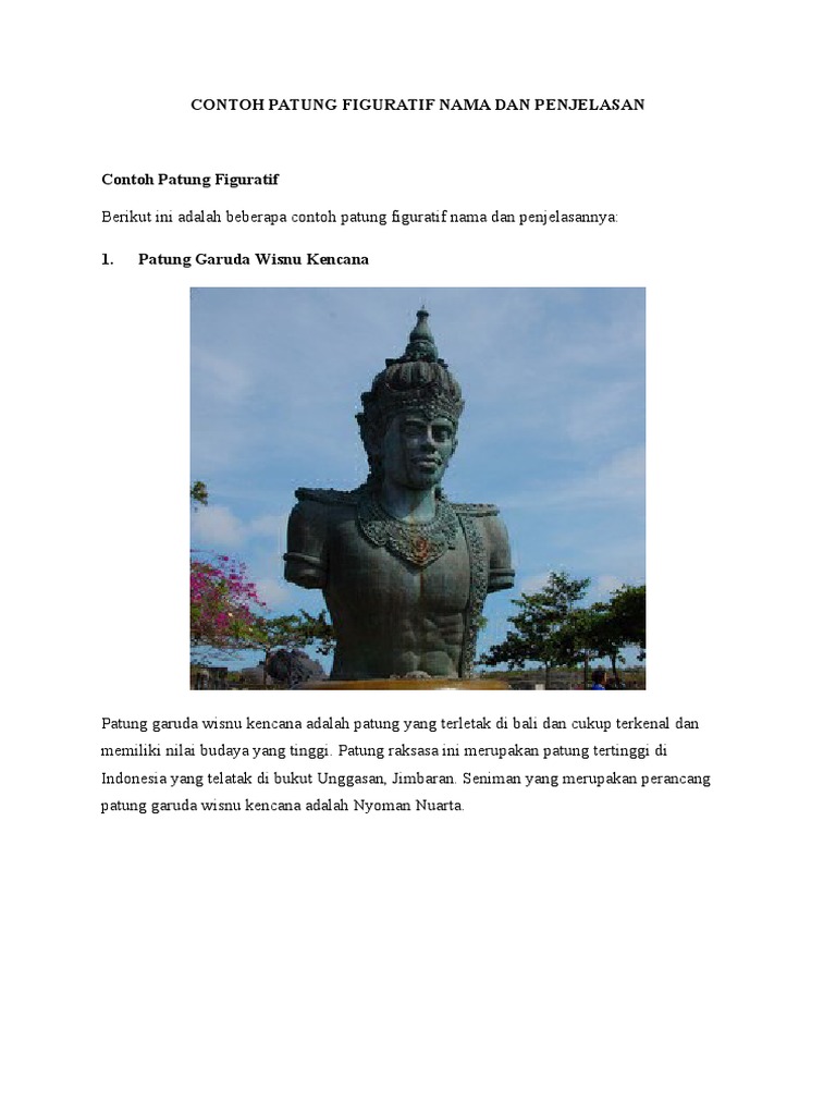 Contoh Patung Figuratif Nama Dan Penjelasan | PDF