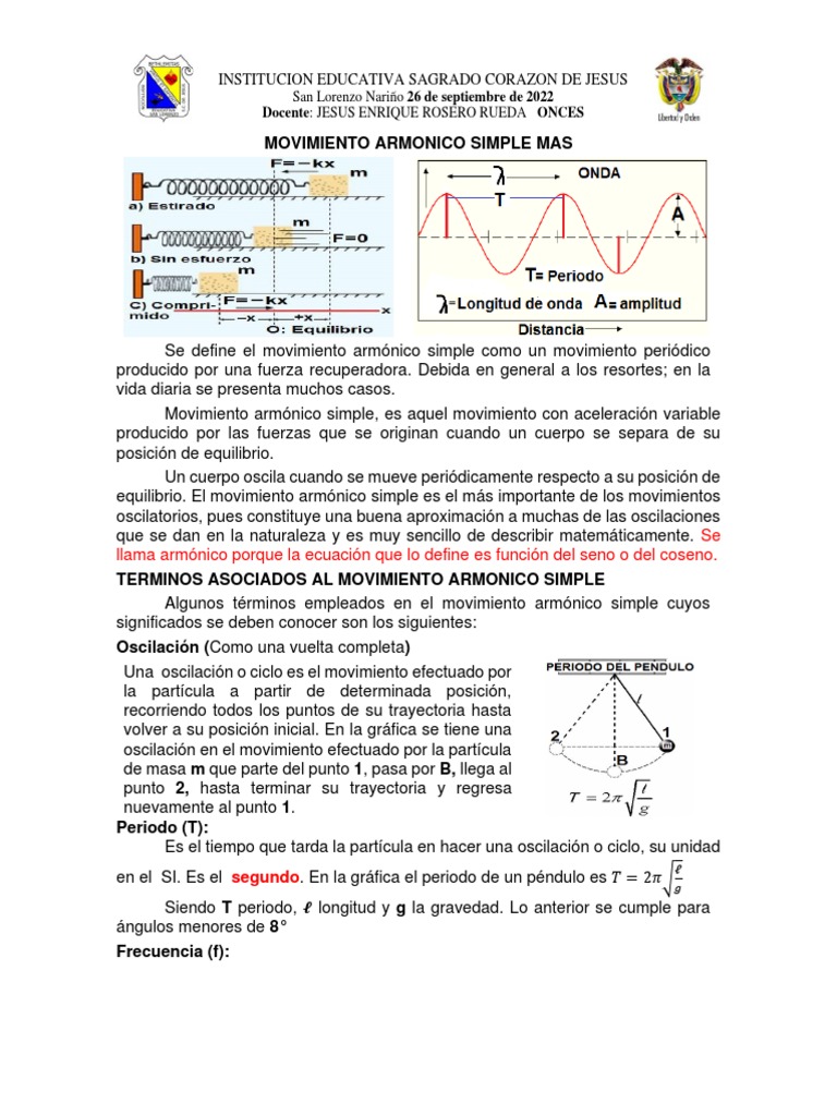 Movimiento Armónico Simple: Conceptos y Ejemplos | PDF | Oscilación | Naturaleza