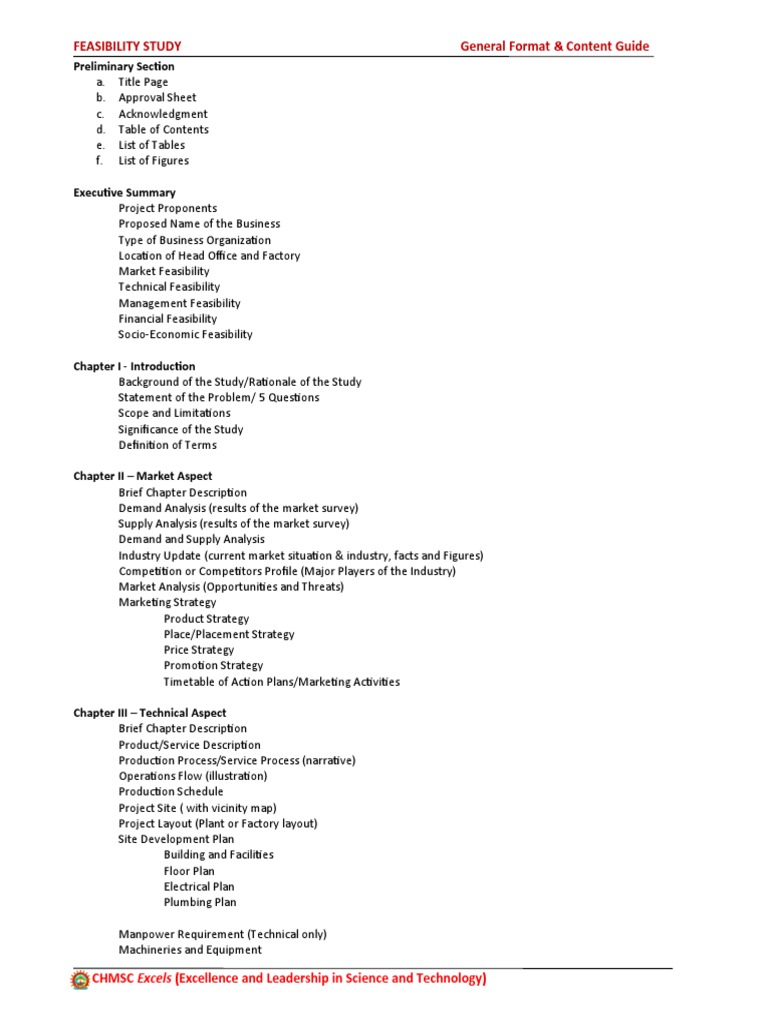 FS Format - Content-Guide | PDF | Feasibility Study | Packaging And ...