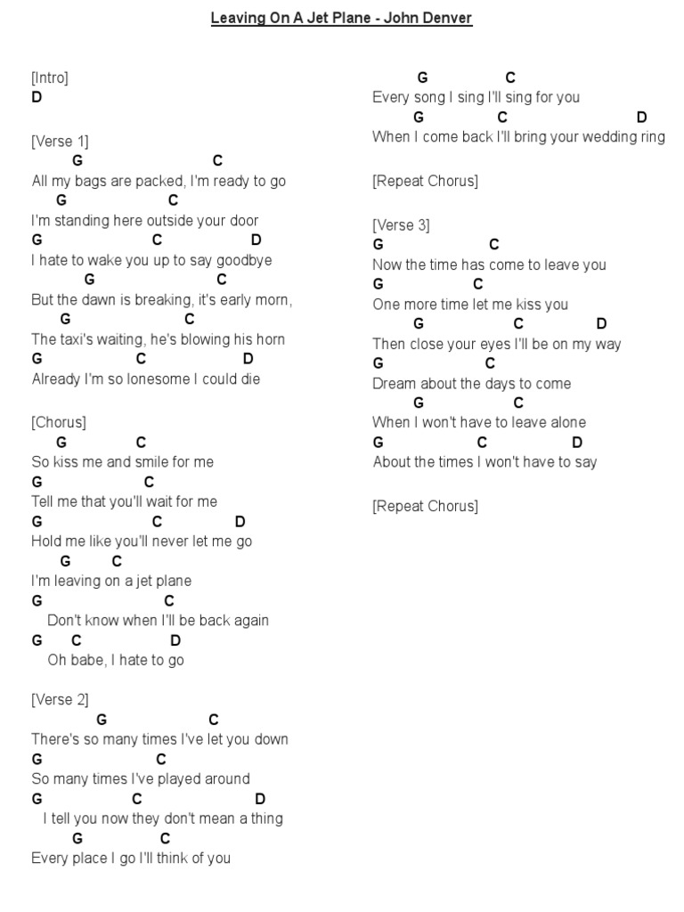 Leaving On A Jet Plane | PDF