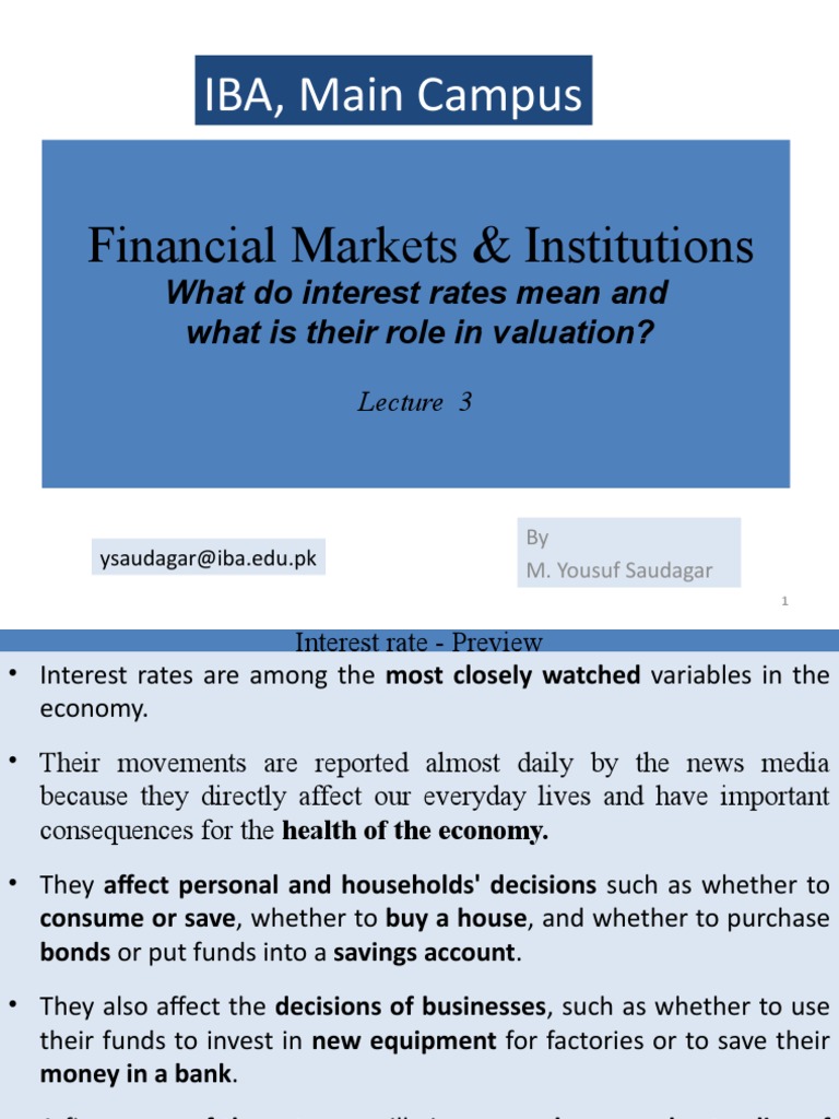 FI - M Lecture 3-What Do Interest Rates Mean - What Is Their Role in ...