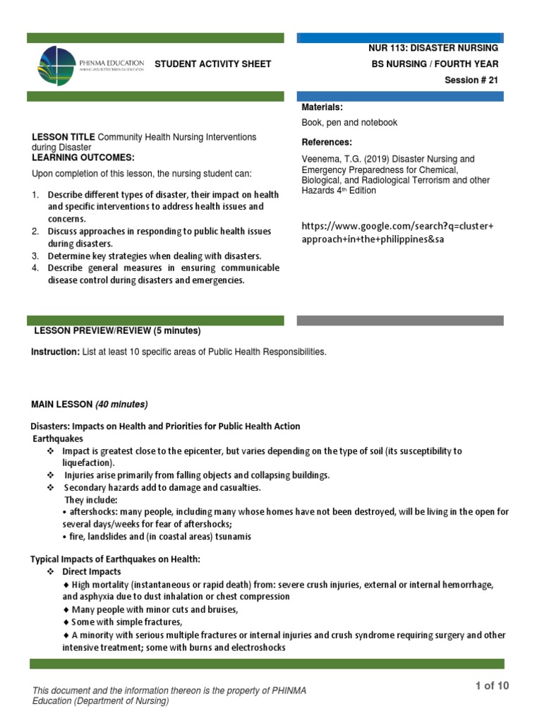 Disaster Nursing SAS Session 21 | PDF | Volcanic Ash | Flood