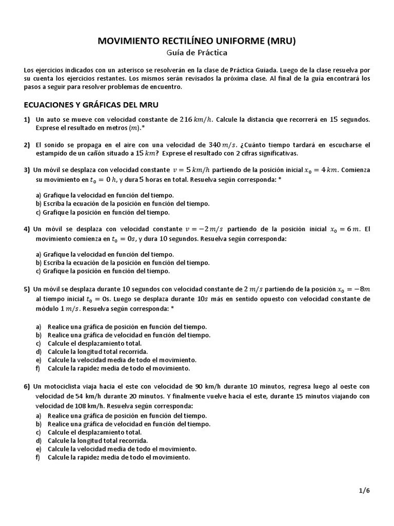 Mru Practica | PDF | Velocidad | Sistema de ecuaciones lineales